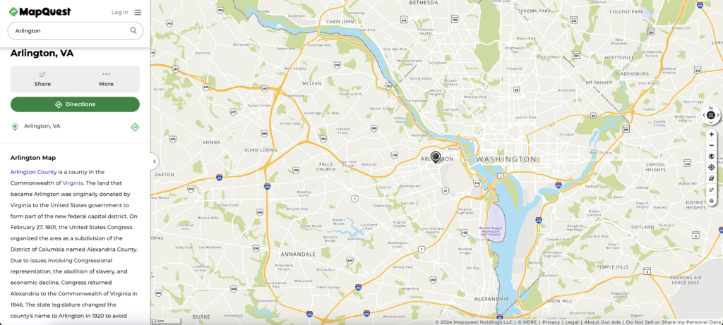 Map of Arlington – Driving Directions Maps and Traffic