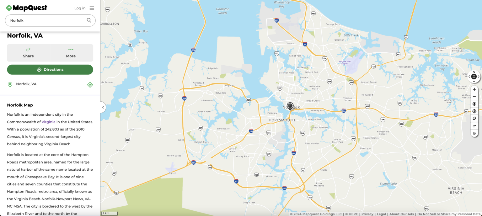 Map of Norfolk – Driving Directions Maps and Traffic