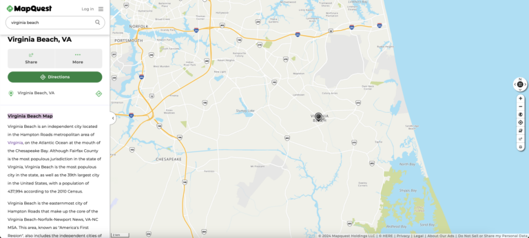 Map of Virginia Beach – Driving Directions Maps and Traffic